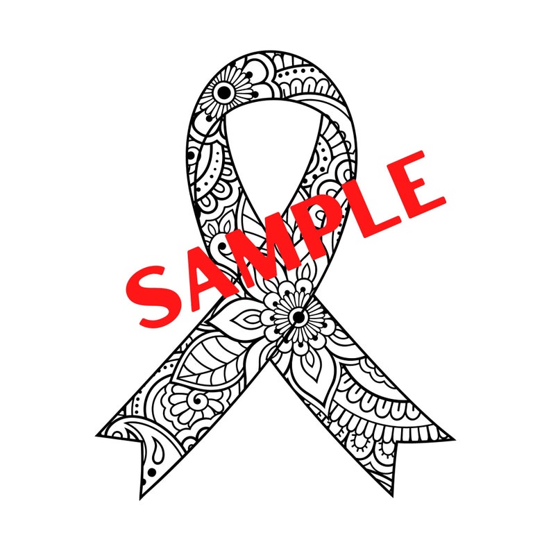 Floral Awareness Ribbon Coloring Page: Printable PDF (8.5x11) - Etsy