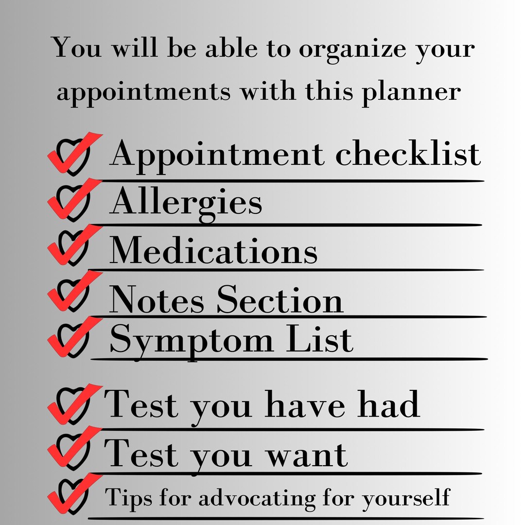 Chronic Illness Medical Appointment Checklist| Medical Appointment ...