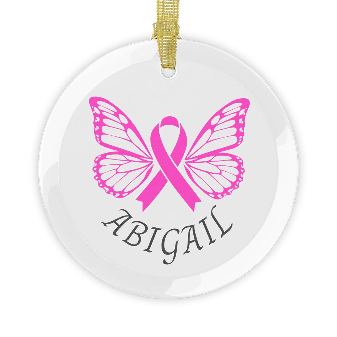 Personalized Breast Cancer Glass Ornaments, Personalized Breast Cancer ...