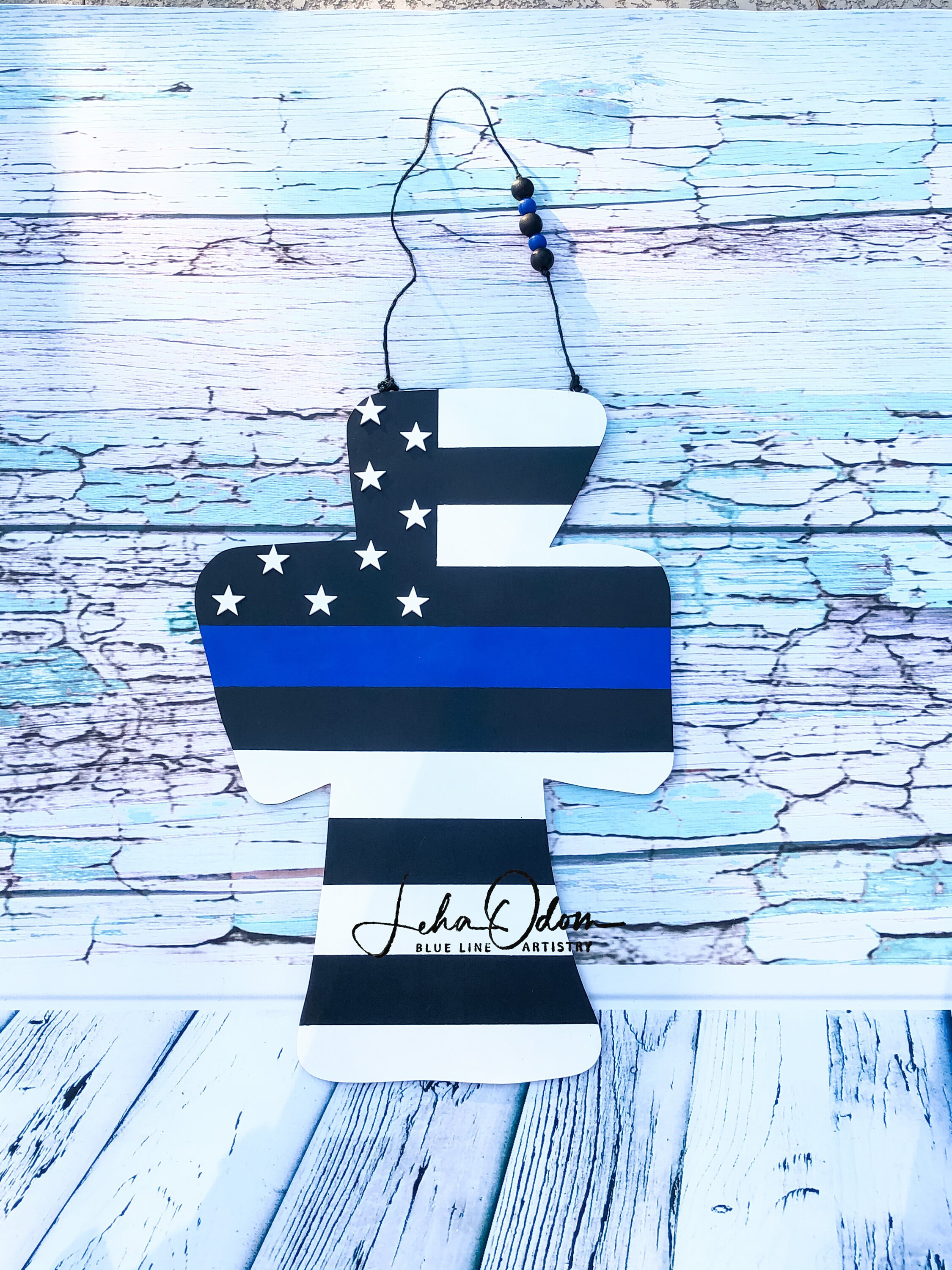 Blue Line Flag Cross Door Hanger Blue Line Family Police - Etsy