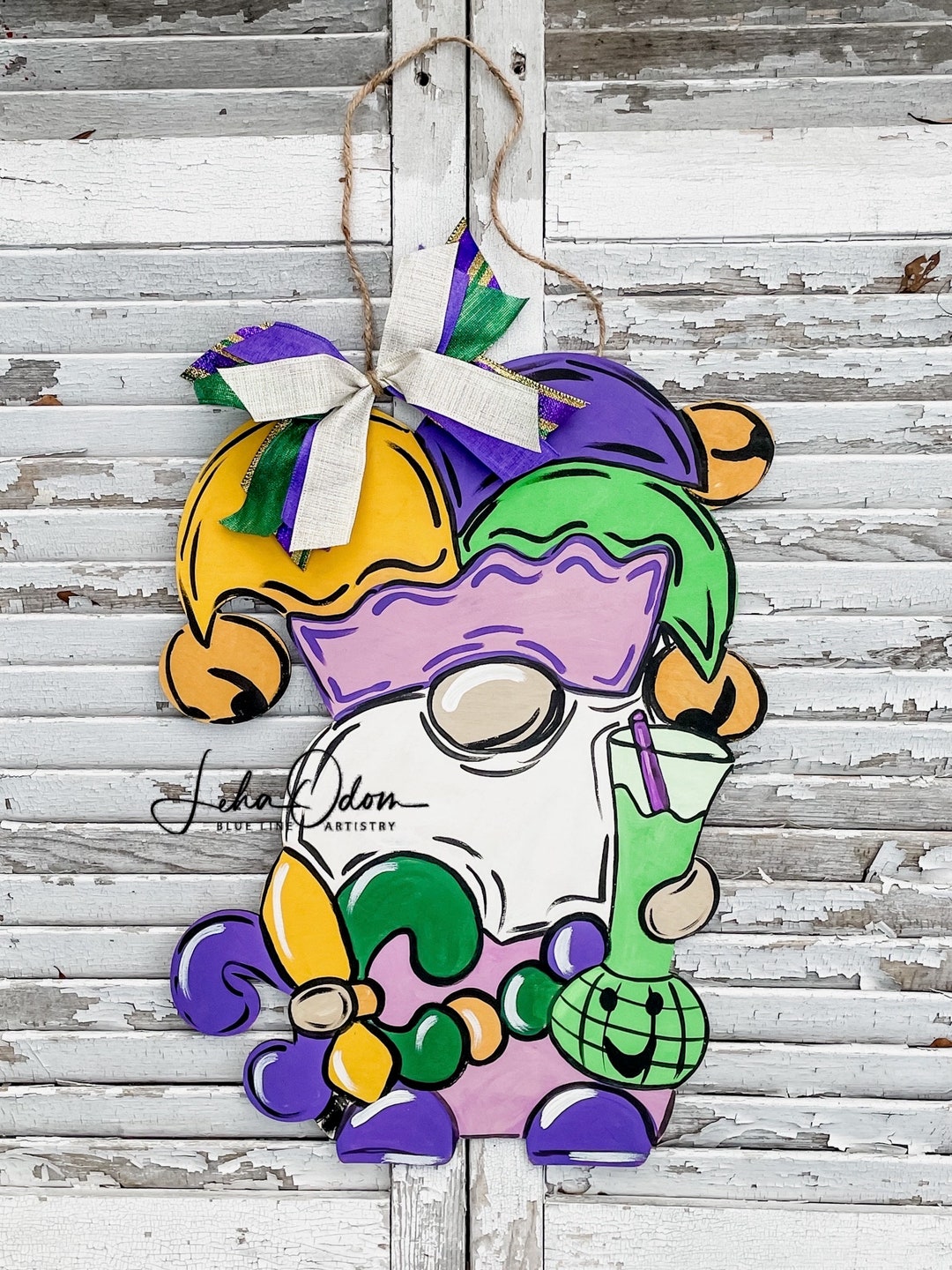 Mardi Gras Gnome Door Hanger Carnival Door Hanger Louisiana Door New ...
