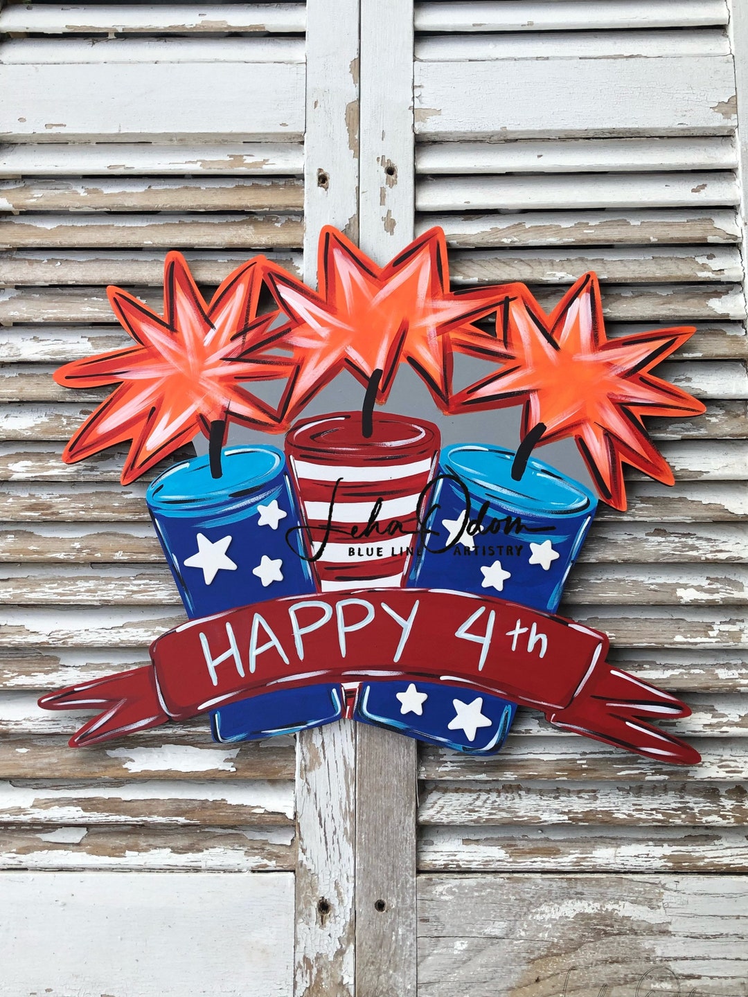 Red, White, and Boom Door Hanger 4th of July Door Hanger Independence ...
