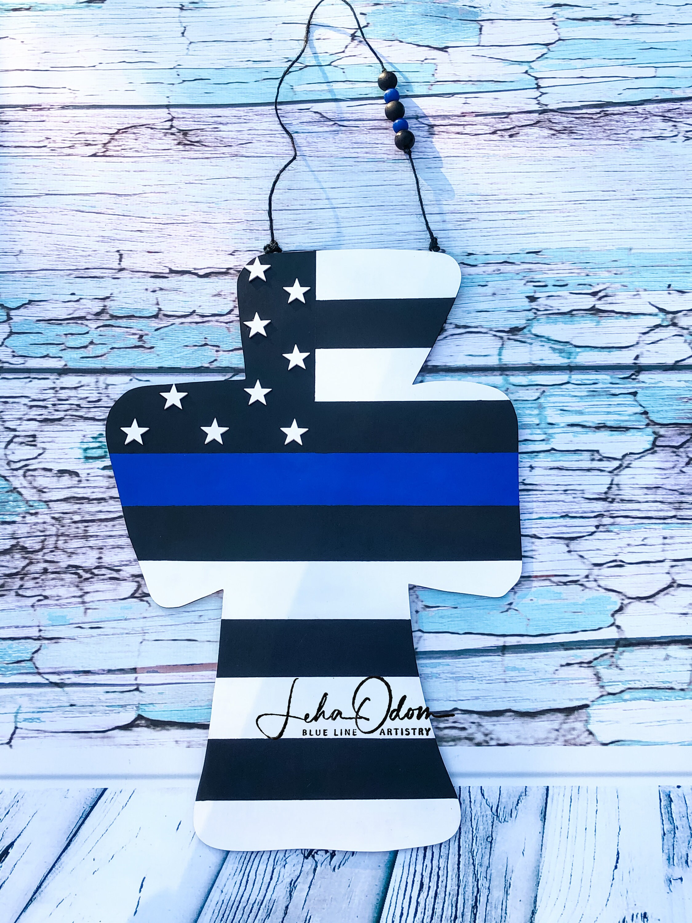 Blue Line Flag Cross Door Hanger Blue Line Family Police - Etsy