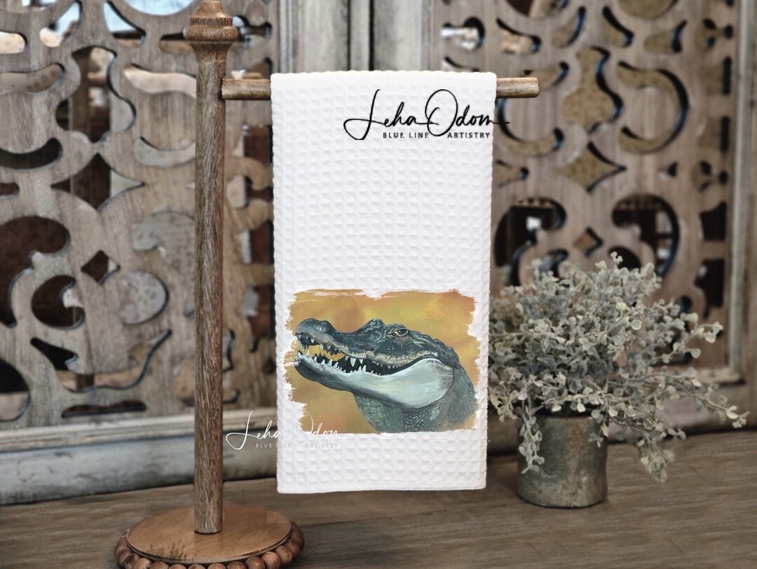 Alligator Tea Towel | Art Print | Alligator Towel | Kitchen Towel ...