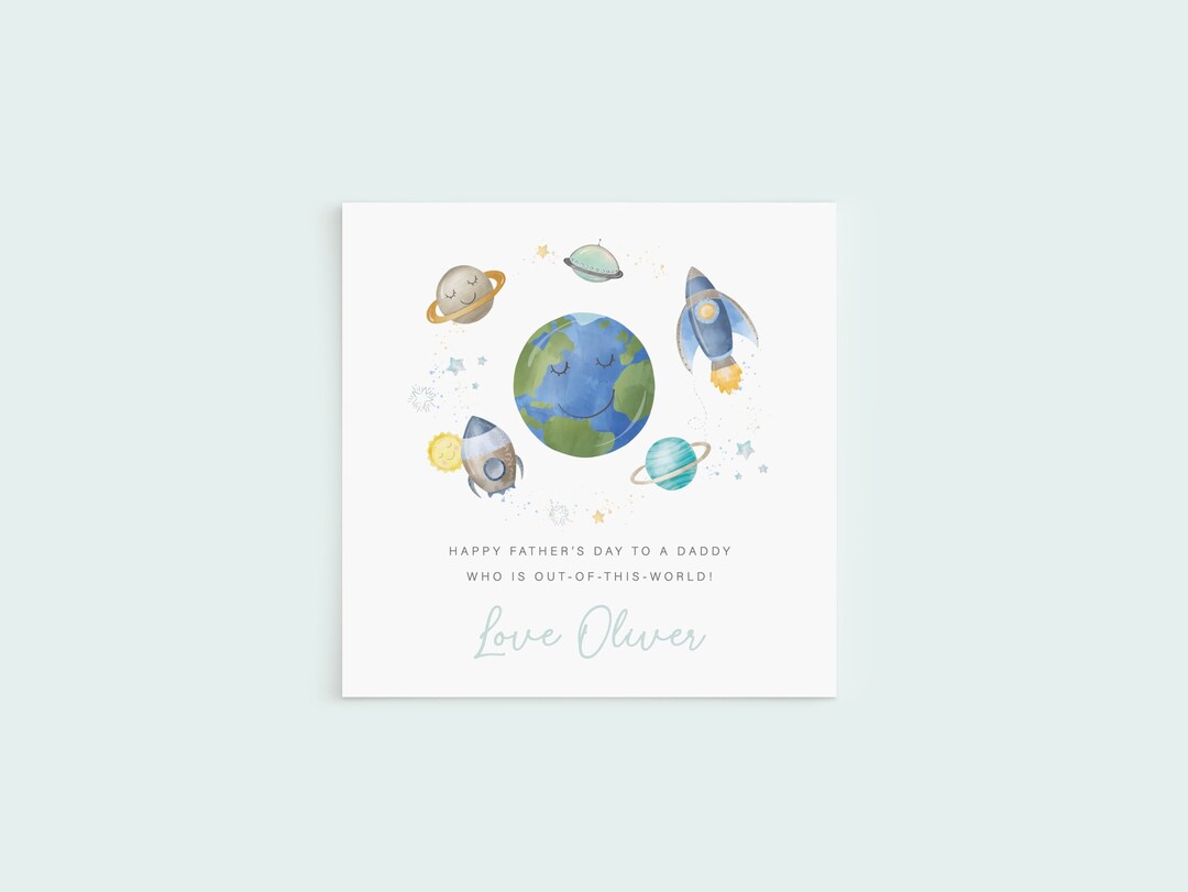 Personalised Fathers Day Card, Father's Day Card, Personalised, Space ...