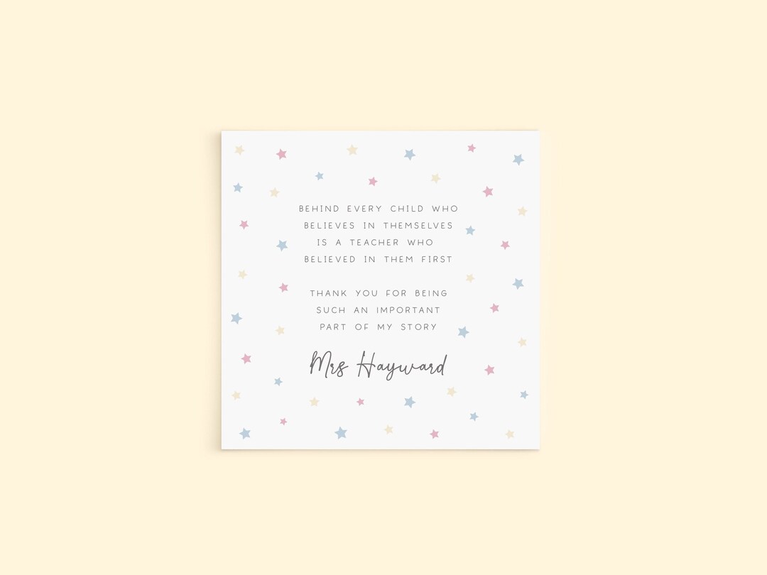 ANY NAME | Teacher Thank You Card, Goodbye Teacher, Teaching Assistant ...