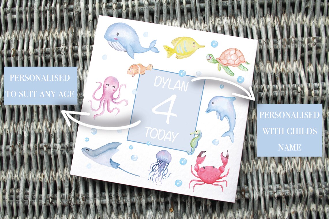 ANY AGE Sea Birthday Card Beach Birthday Card Sea Birthday | Etsy