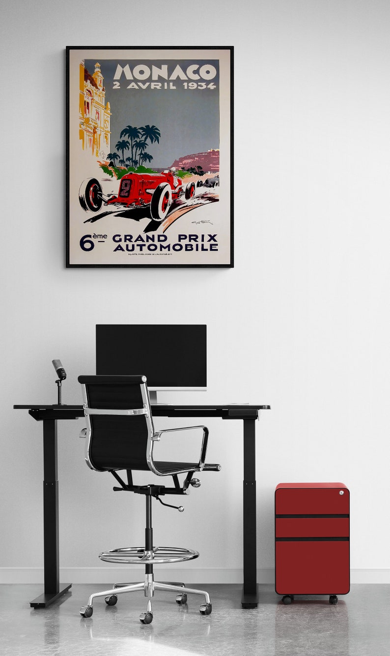 Vintage Race Car Poster 1934 Monaco Grand Prix Poster Race - Etsy