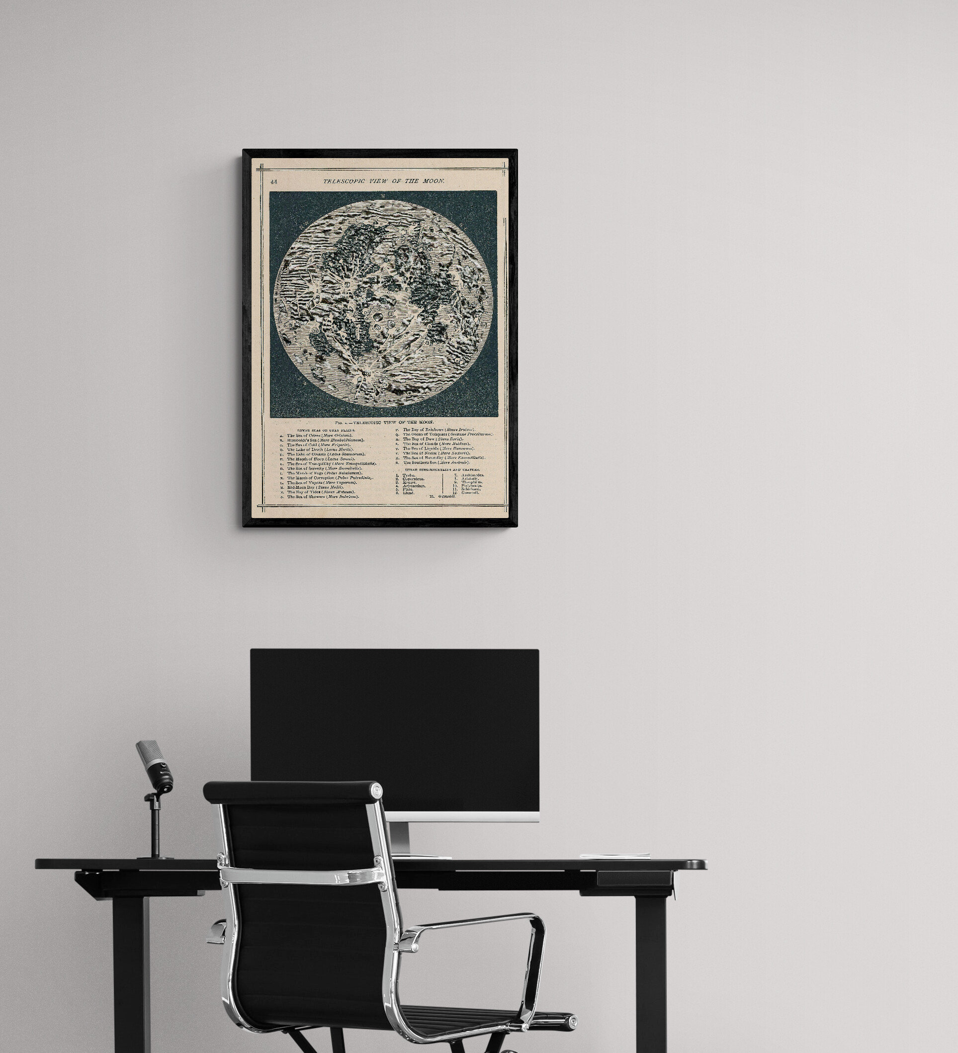 Vintage Moon Map, Vintage Lunar Map Of The Moon, Antique Moon Poster