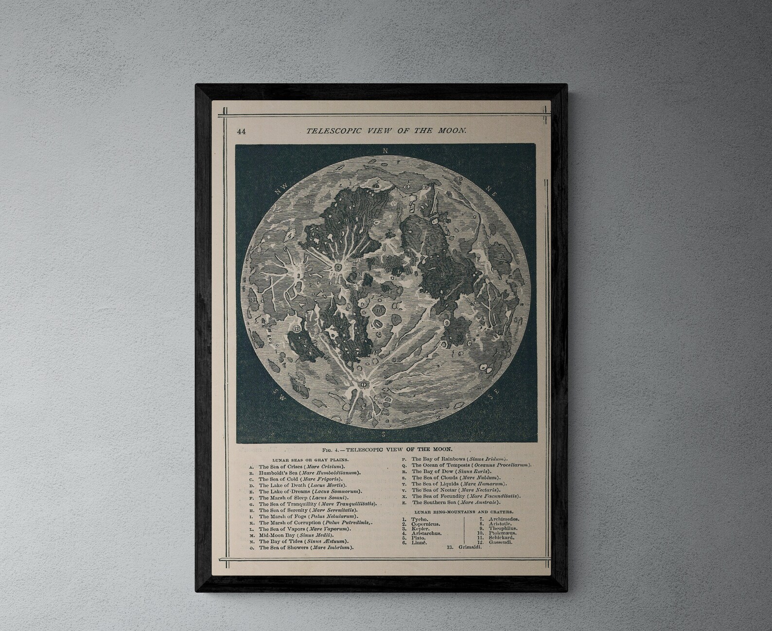Vintage Moon Map Vintage Lunar Map of the Moon Antique Moon - Etsy