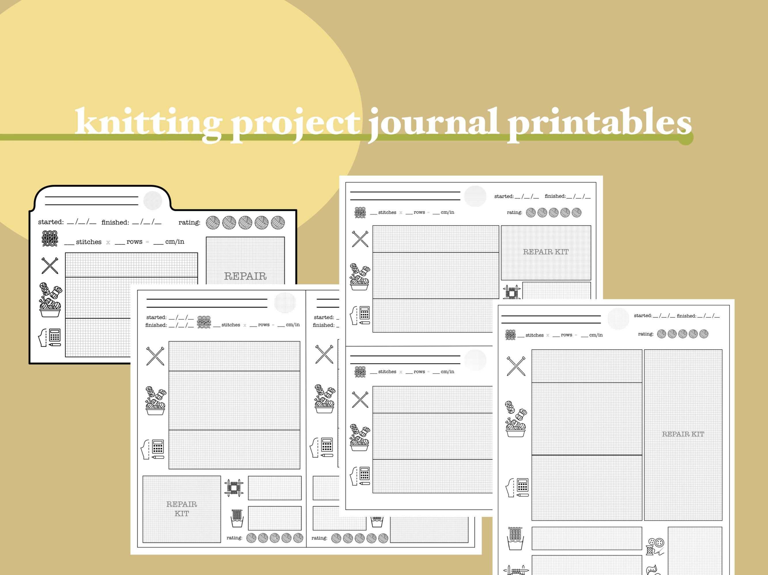Knitting Project Journal Printables - Etsy