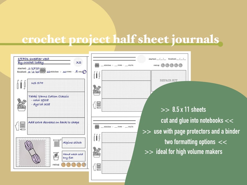 Crochet Project Journal Printables - Etsy