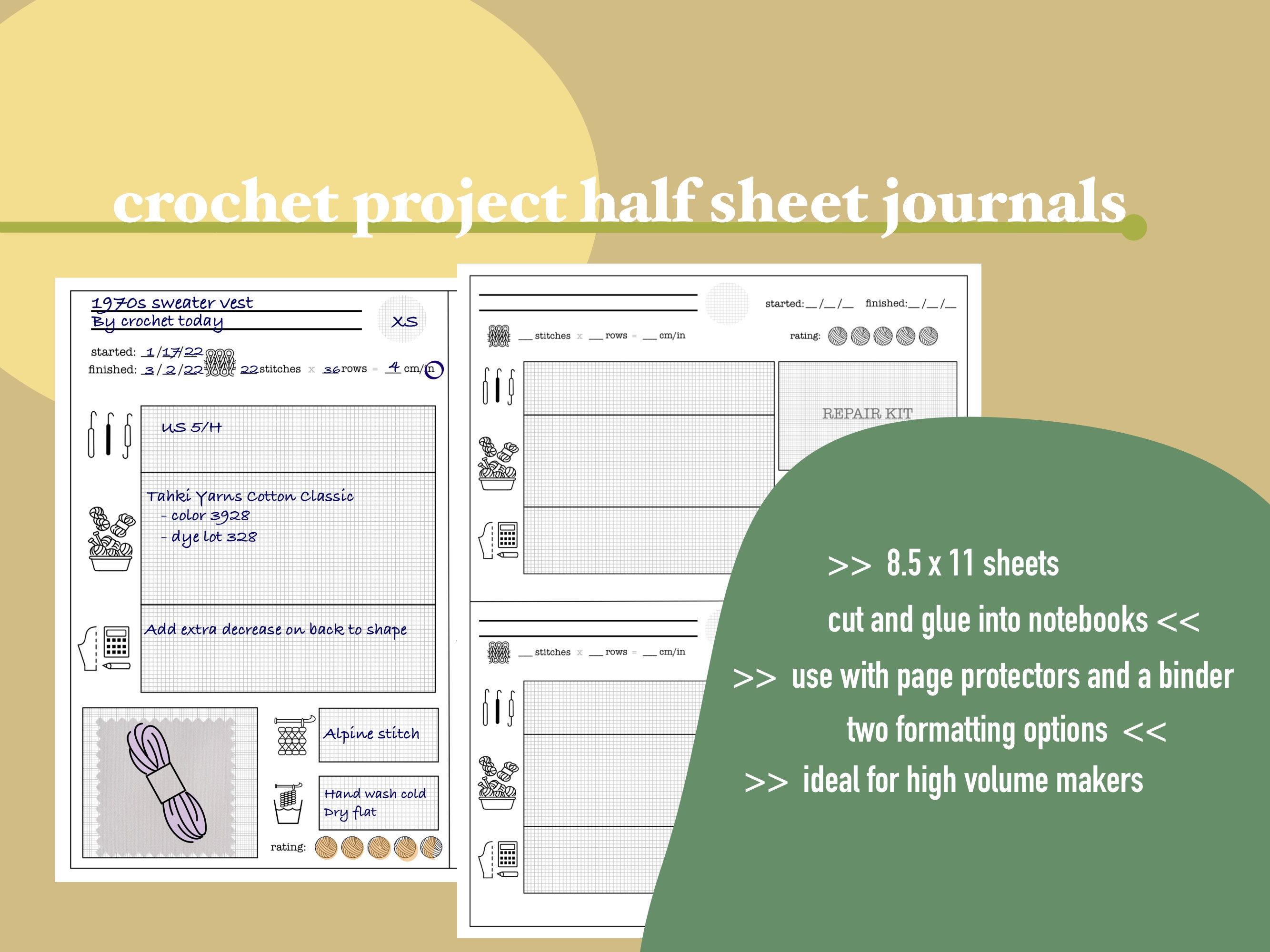 Crochet Project Journal Printables - Etsy