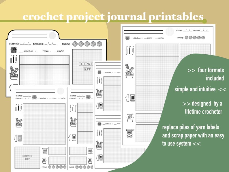 Crochet Project Journal Printables - Etsy