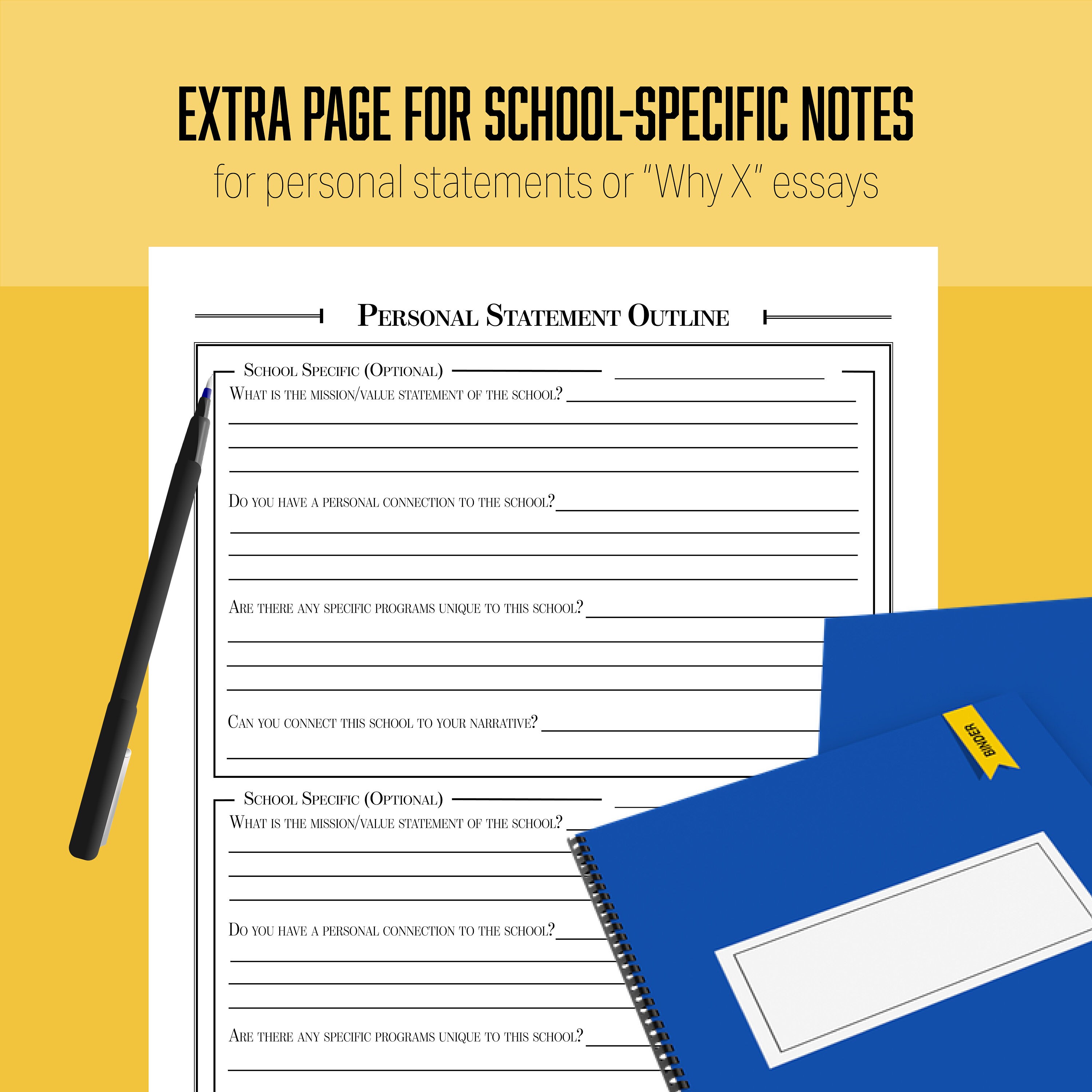 Law School Personal Statement Planner, Printable - Etsy