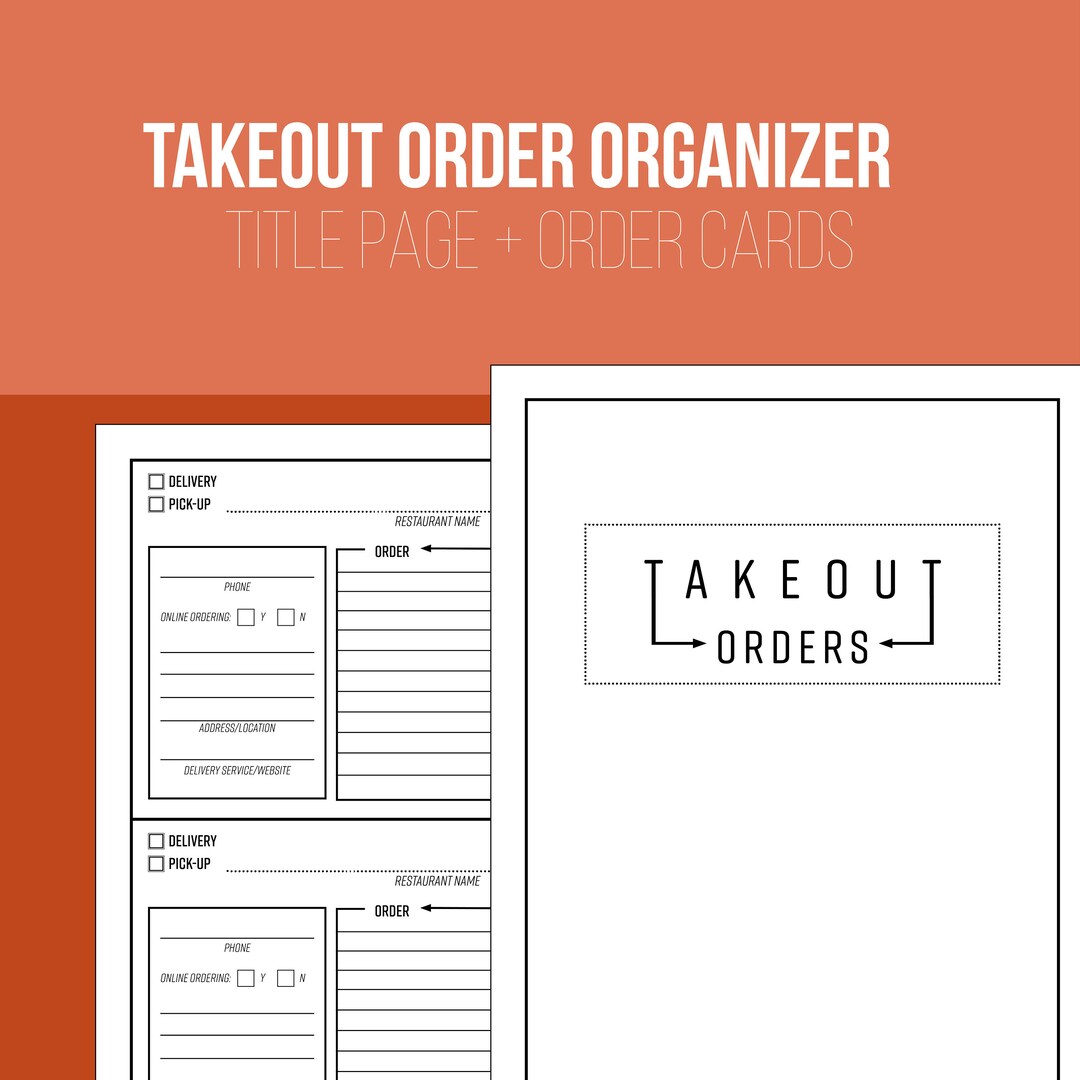 Takeout Order Organizer Printable - Etsy
