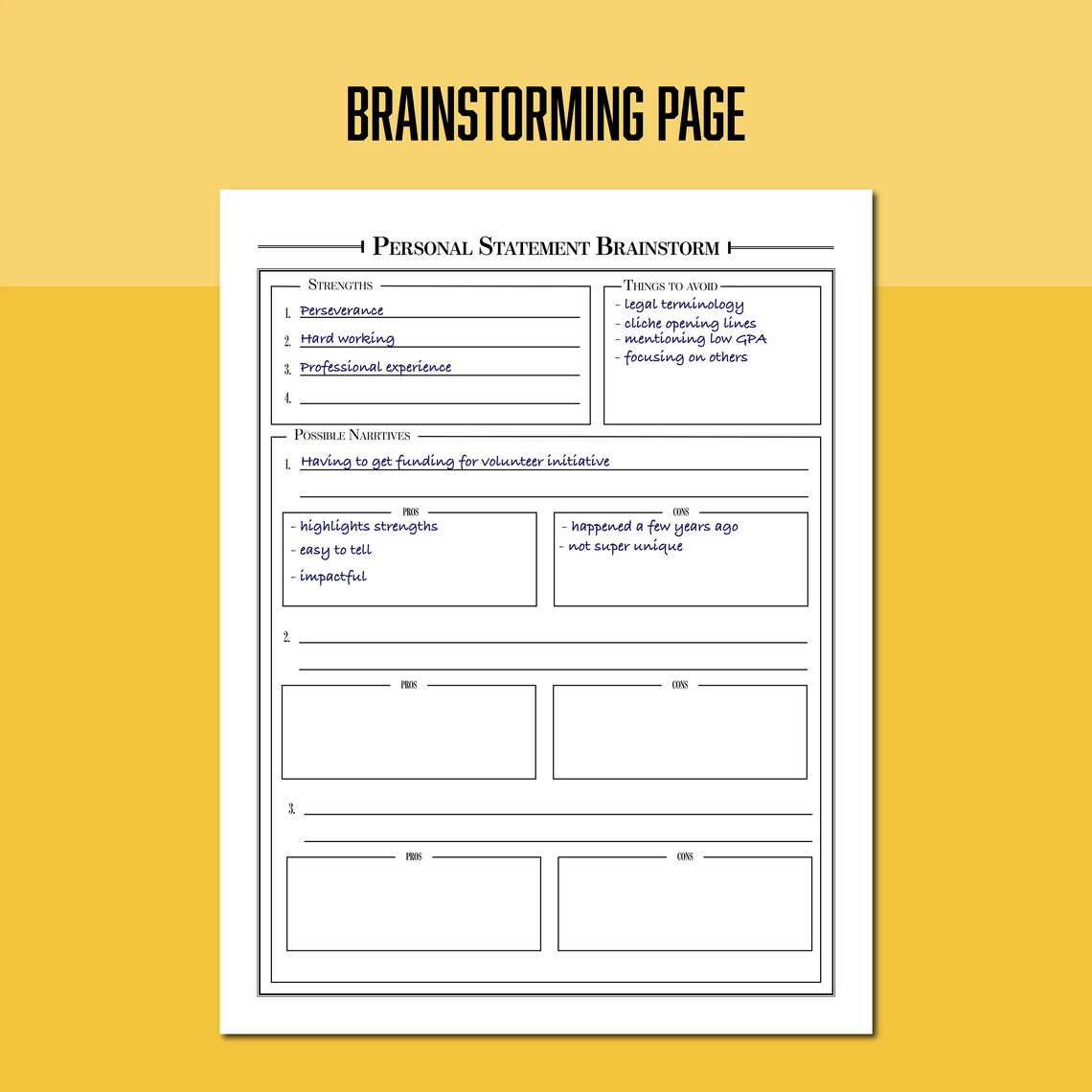 Law School Personal Statement Planner, Printable - Etsy