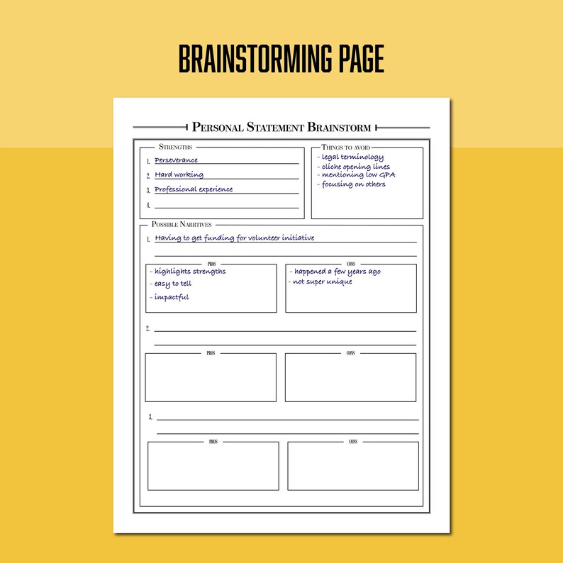 Law School Personal Statement Planner, Printable - Etsy