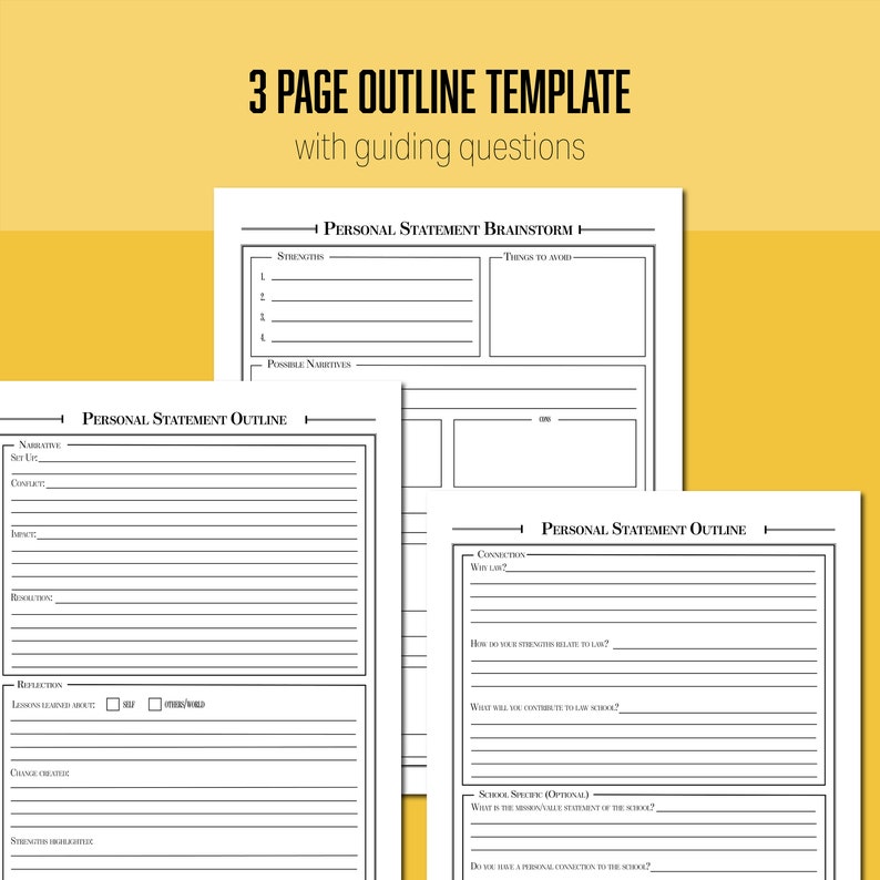 Law School Personal Statement Planner, Printable - Etsy