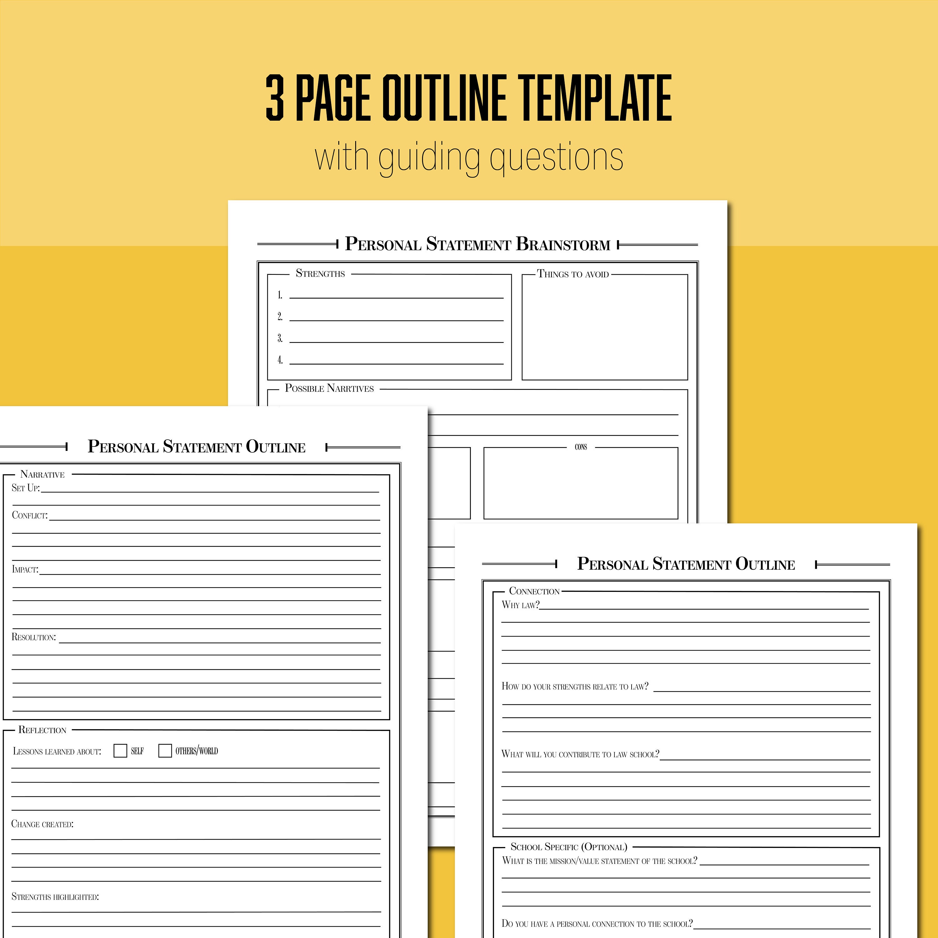 Law School Personal Statement Planner, Printable - Etsy
