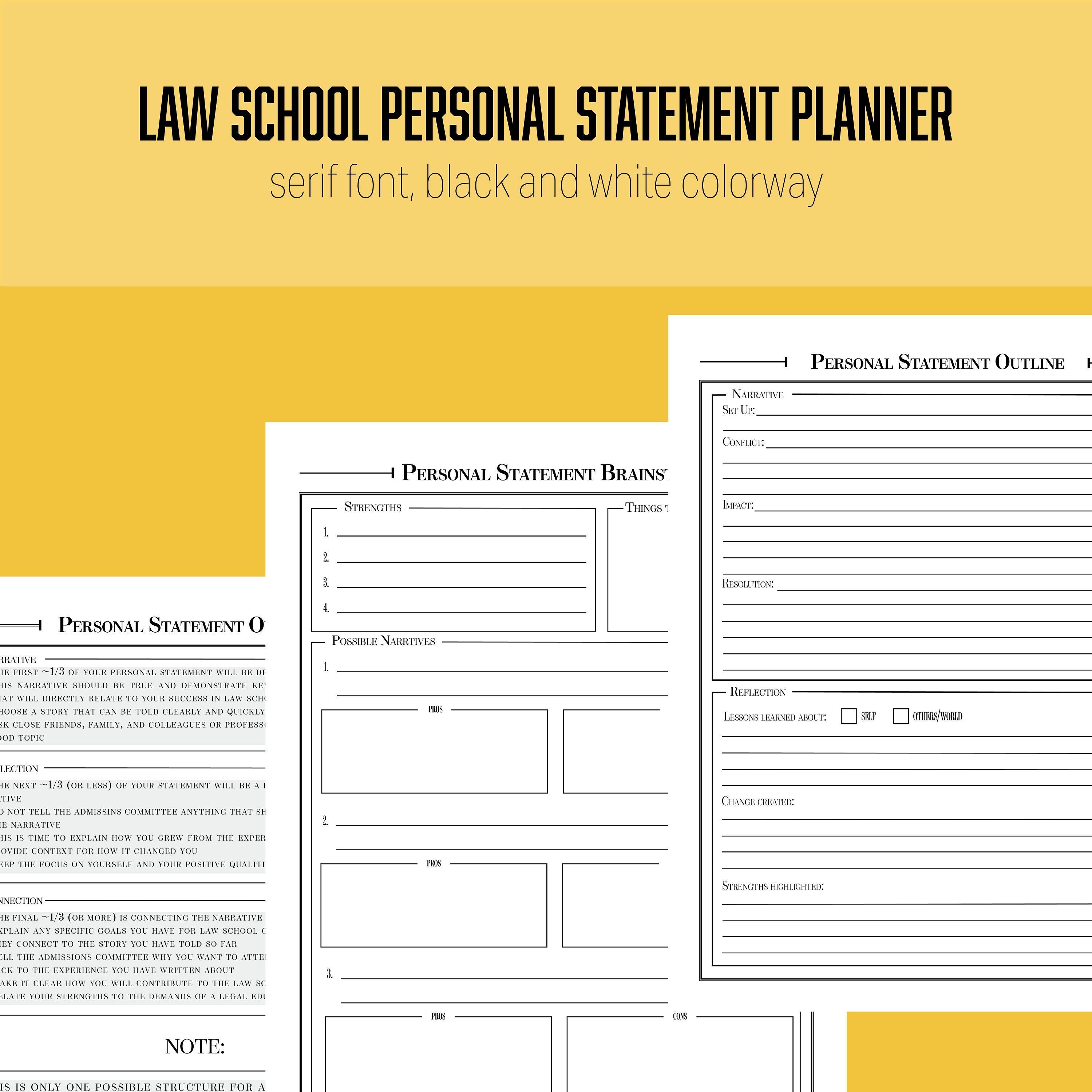 Law School Personal Statement Planner, Printable - Etsy
