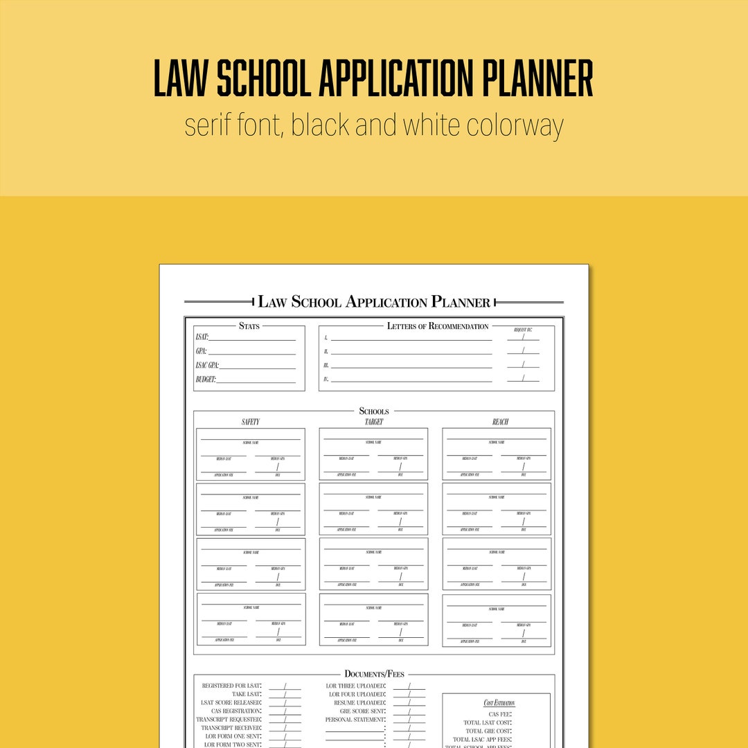 Law School Application Planner Printable - Etsy