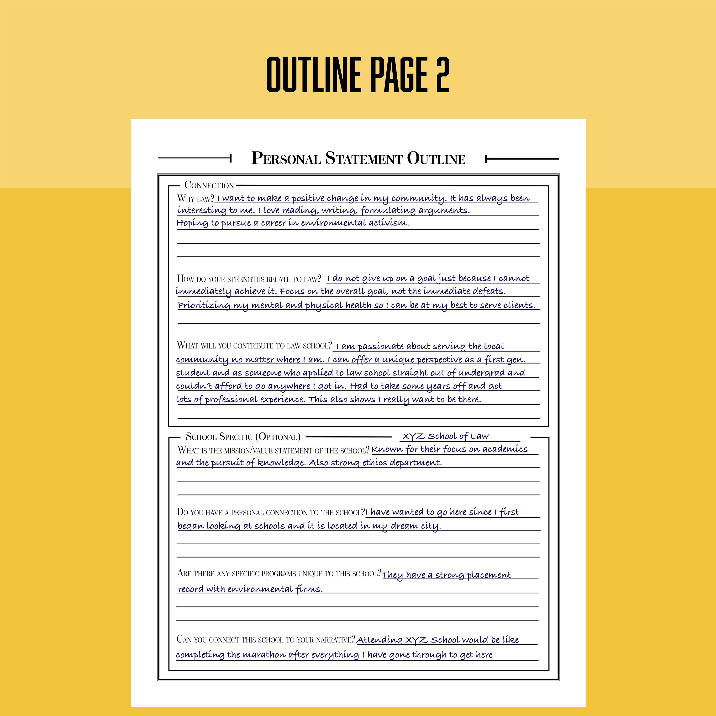Law School Personal Statement Planner, Printable - Etsy
