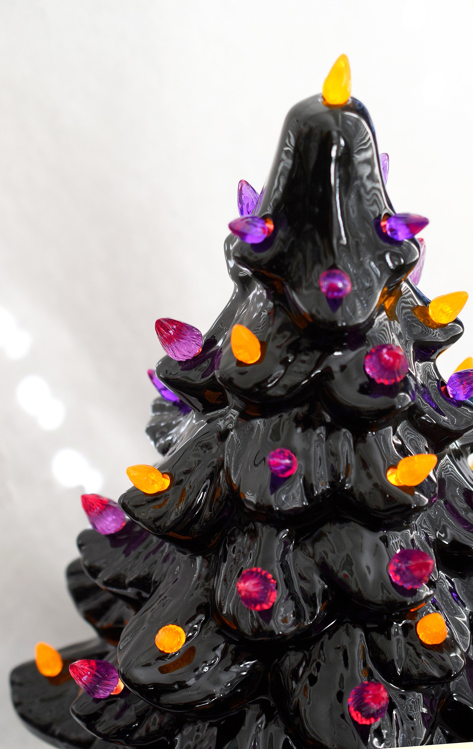 Black Ceramic Halloween Tree With Lights | Etsy