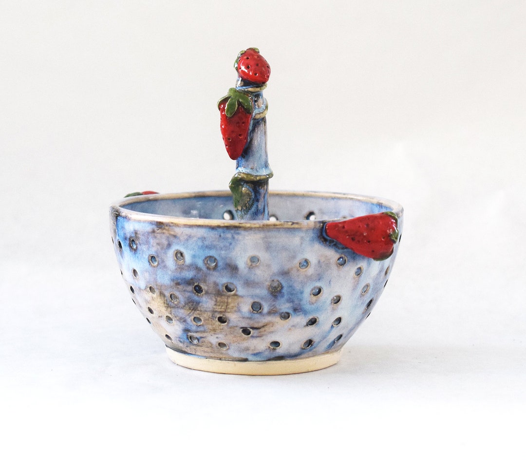 Strawberry Themed Berry Bowl, Thrown Stoneware - Etsy