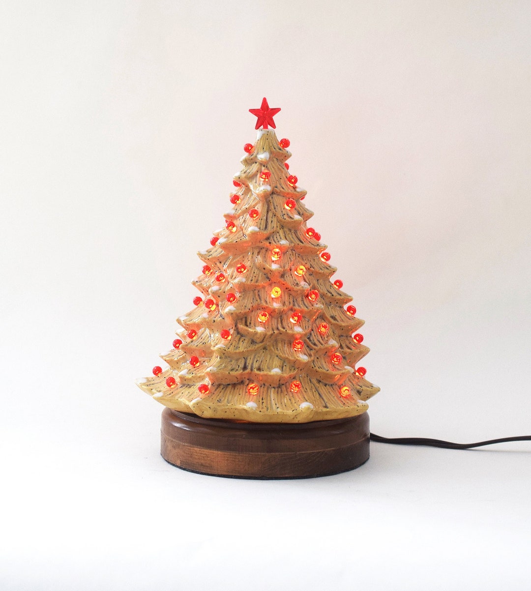 Lighted Ceramic Gingerbread Christmas Tree With Hand Crafted Wooden ...