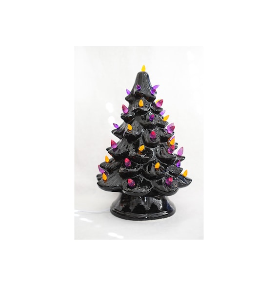 Black Ceramic Halloween Tree With Lights | Etsy