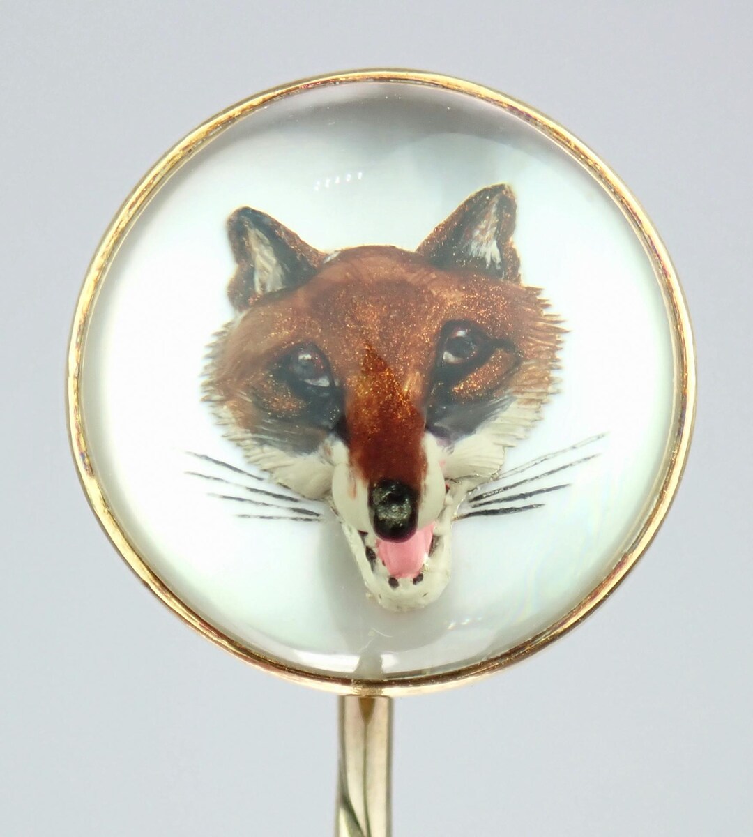 Antique Victorian 18k Gold Essex Crystal Laughing Fox Stick Pin: 1880 ...