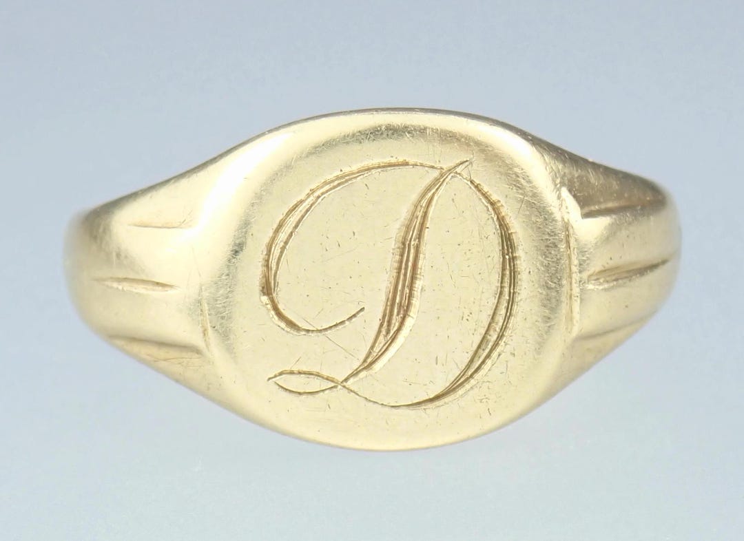 Vintage 9k Gold Initial 'D' Signet Ring - 1977 - Size 4.5 - Etsy