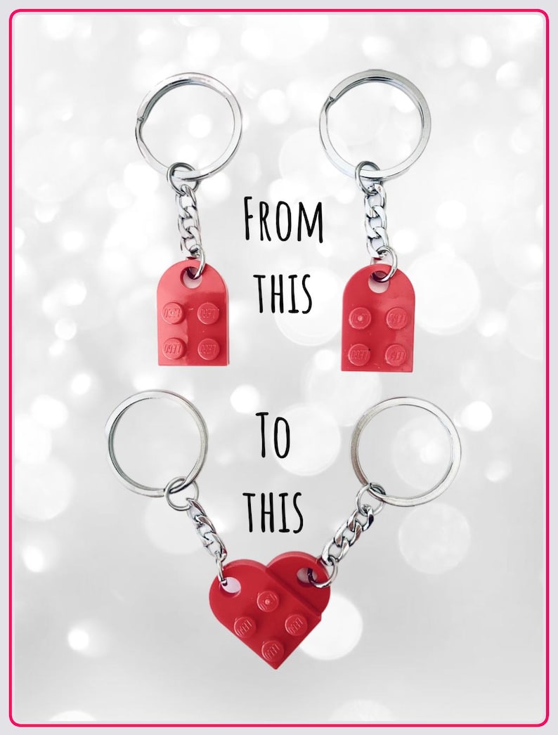 Valentine Gift Personalised Lego Heart Keyrings - Etsy UK