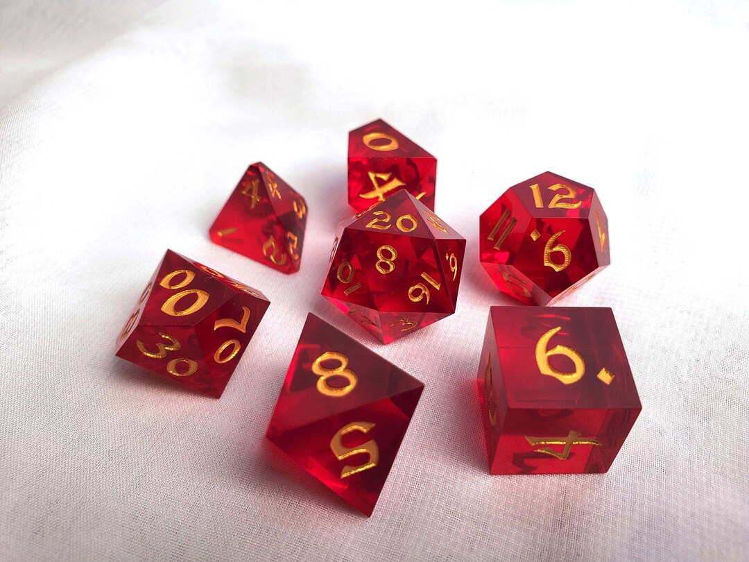 The Scarlet Triad Handmade 7 Piece Dice Set - Etsy