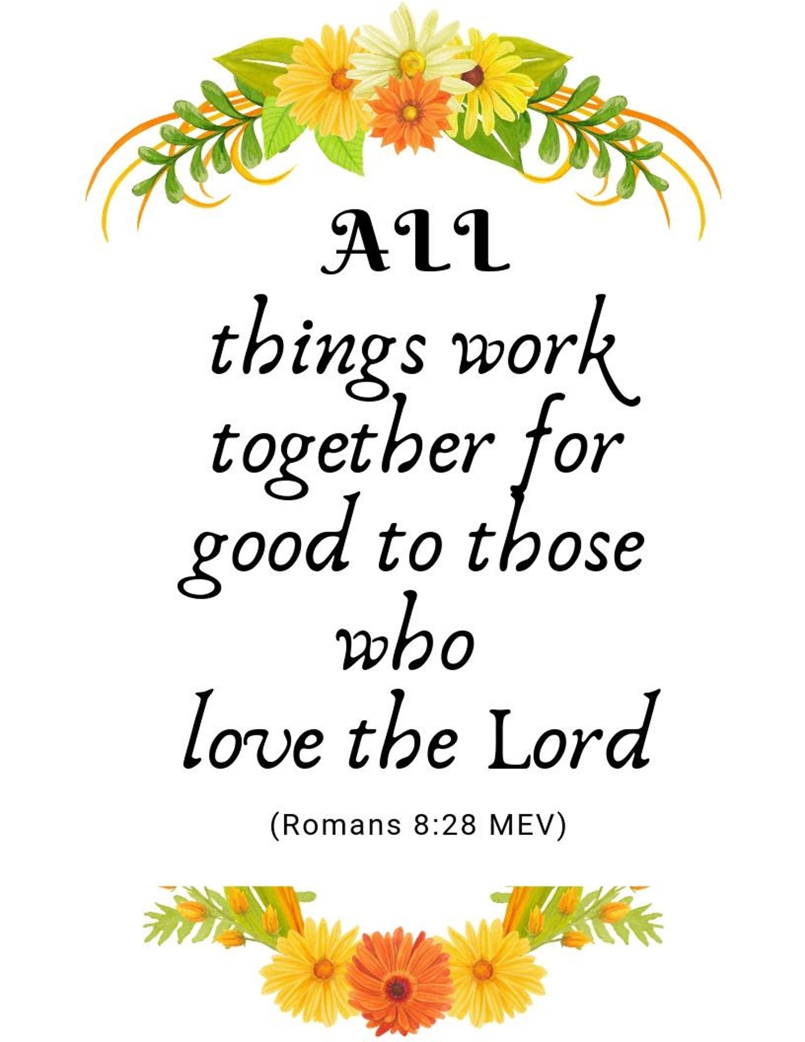 All Things Work Together for Good, Romans 8:28, INSTANT DOWNLOAD ...