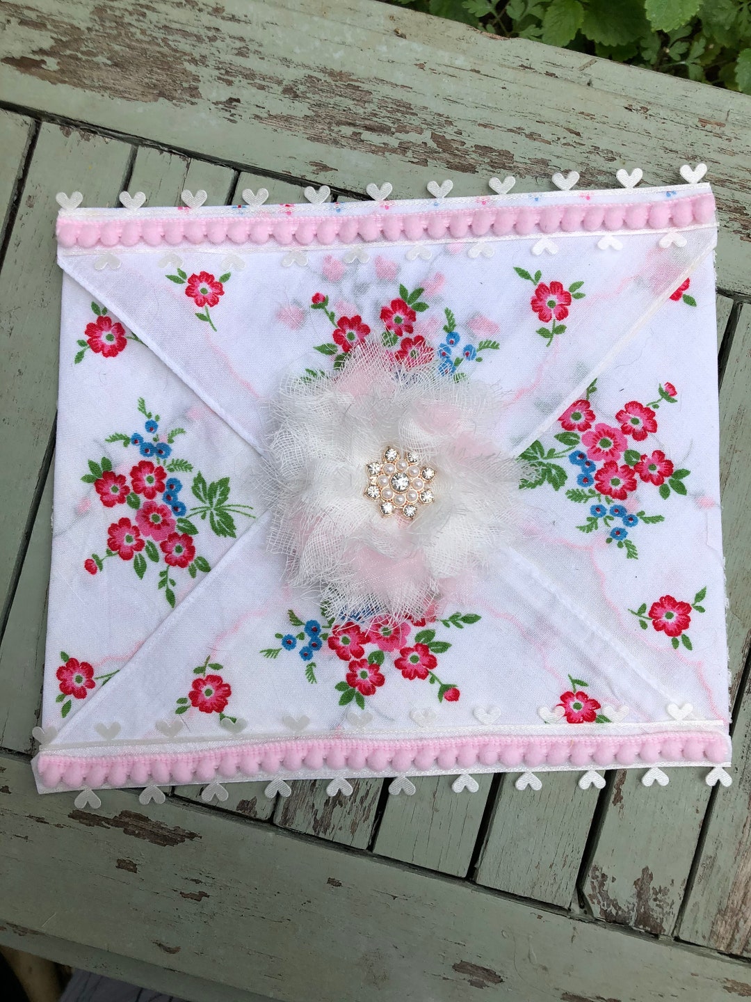 Very Pretty Handmade Hanky Envelope L Gift Bag Sachet Jewellery Bag ...