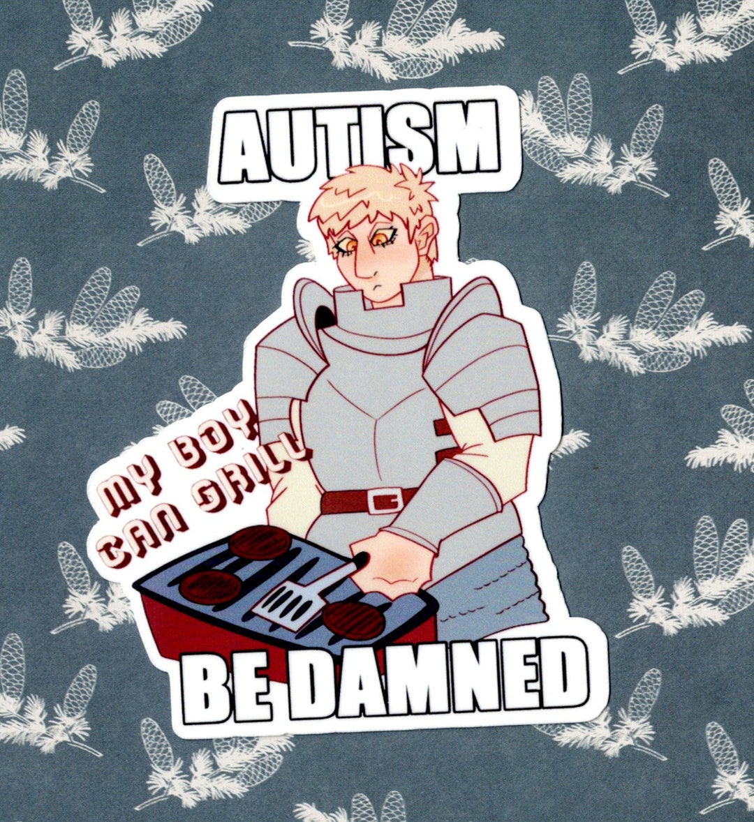 Laios Autism Be Damned Meme Dungeon Meshi Vinyl Sticker - Etsy