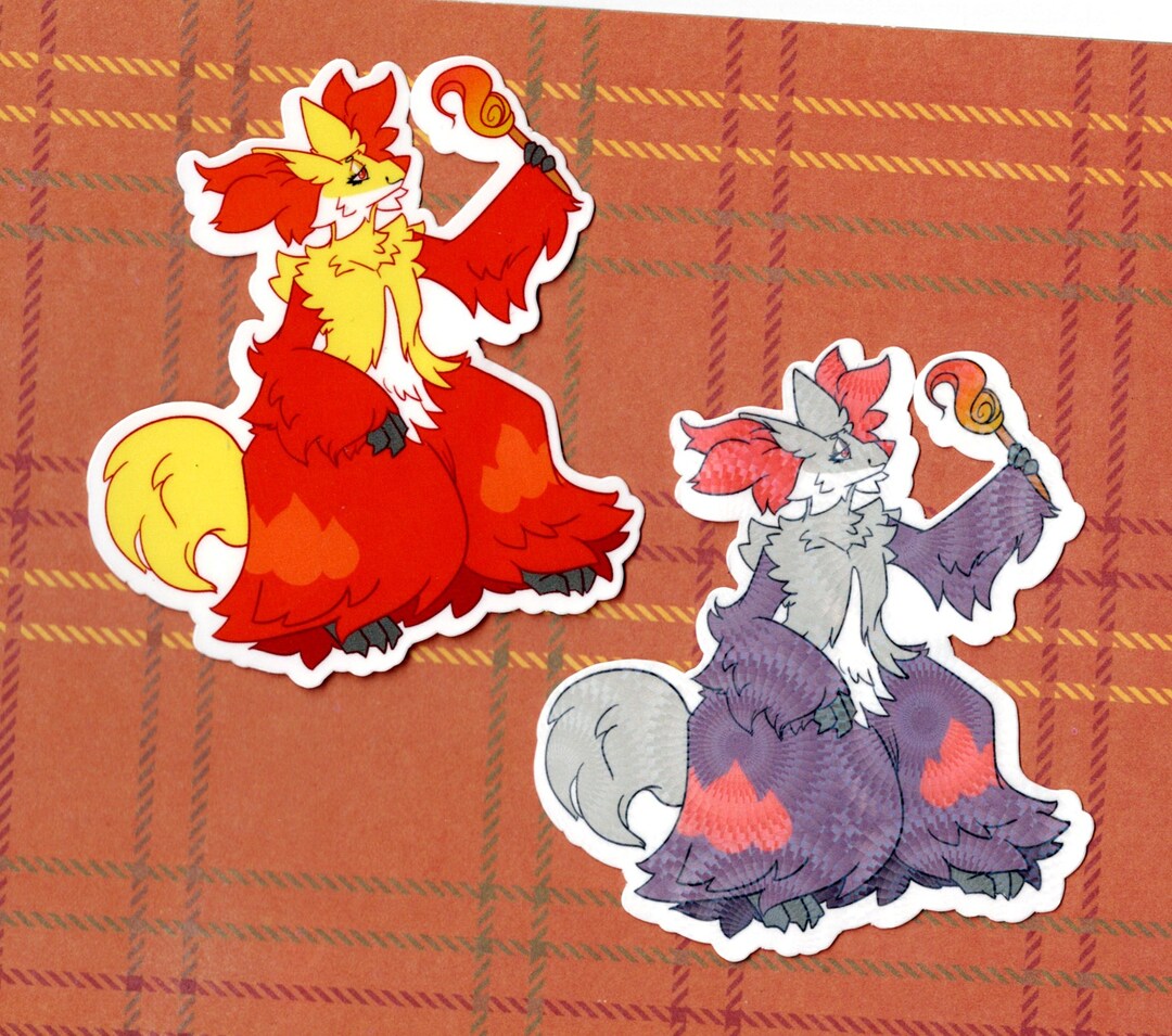 Delphox Vinyl Sticker + Holographic Shiny Alt - Etsy
