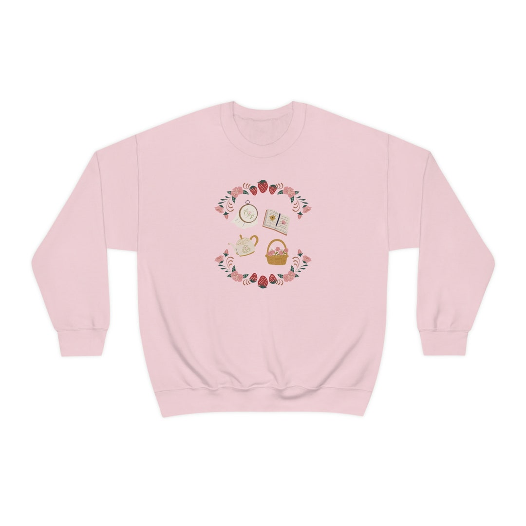 Cottagecore Cute Pink Cottage Strawberries Flowers Floral - Etsy