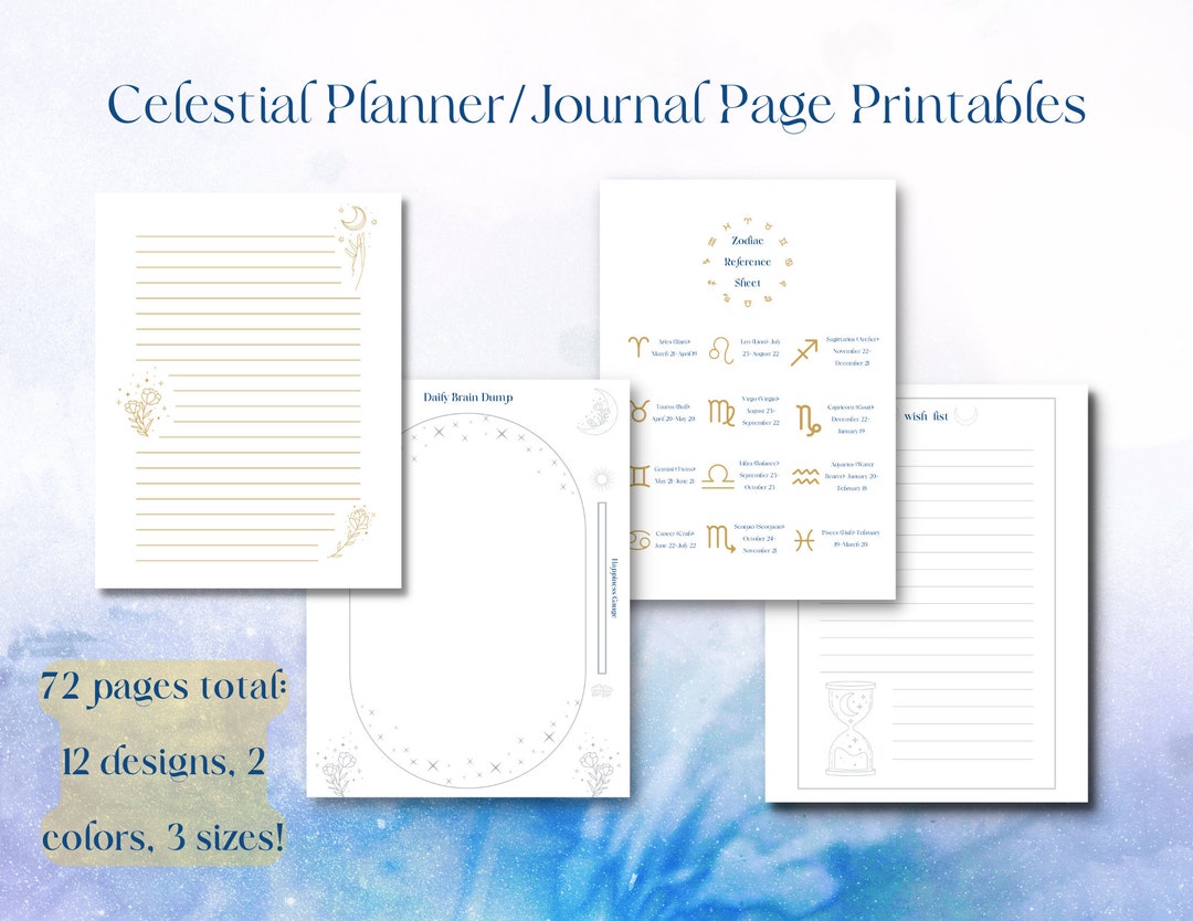 Celestial Astrology Planner Printable Pages, Journal Printables, A4, A5 ...