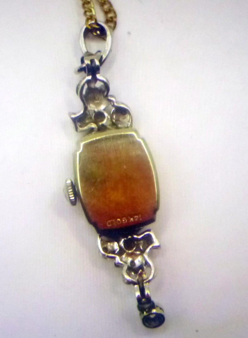 Vintage Mid-century Lady Hamilton 14K Gold & Diamond Watch Pendant - Etsy
