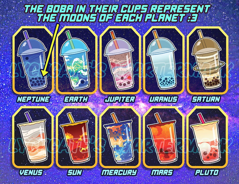 GALAXY BOBA TEA Acrylic Charms | Etsy