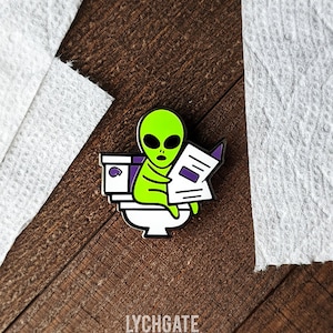 Poopin Alien Enamel Pin | Etsy