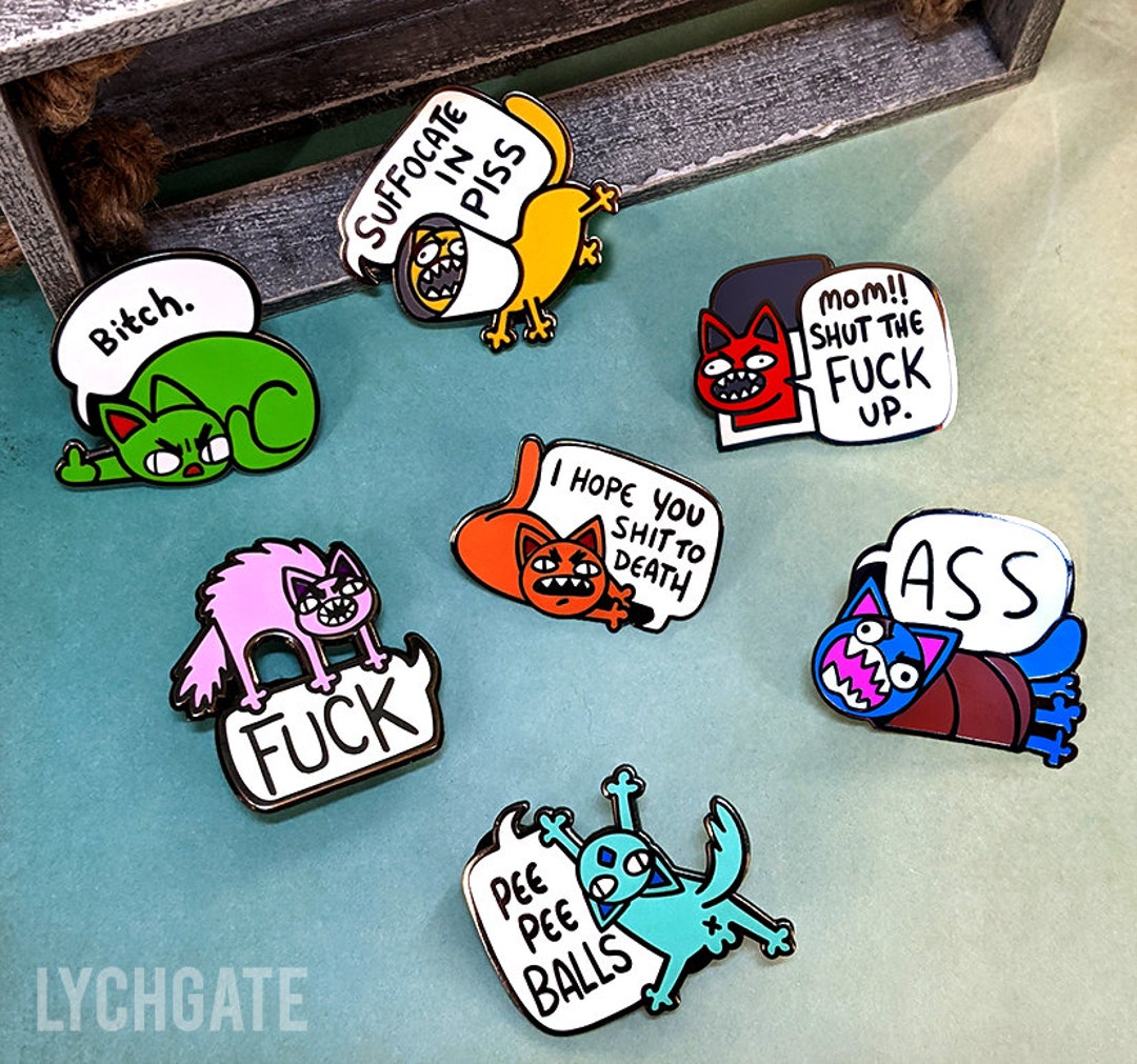 Shitty Kitties - Foul Meowthed - Enamel Pin - Etsy