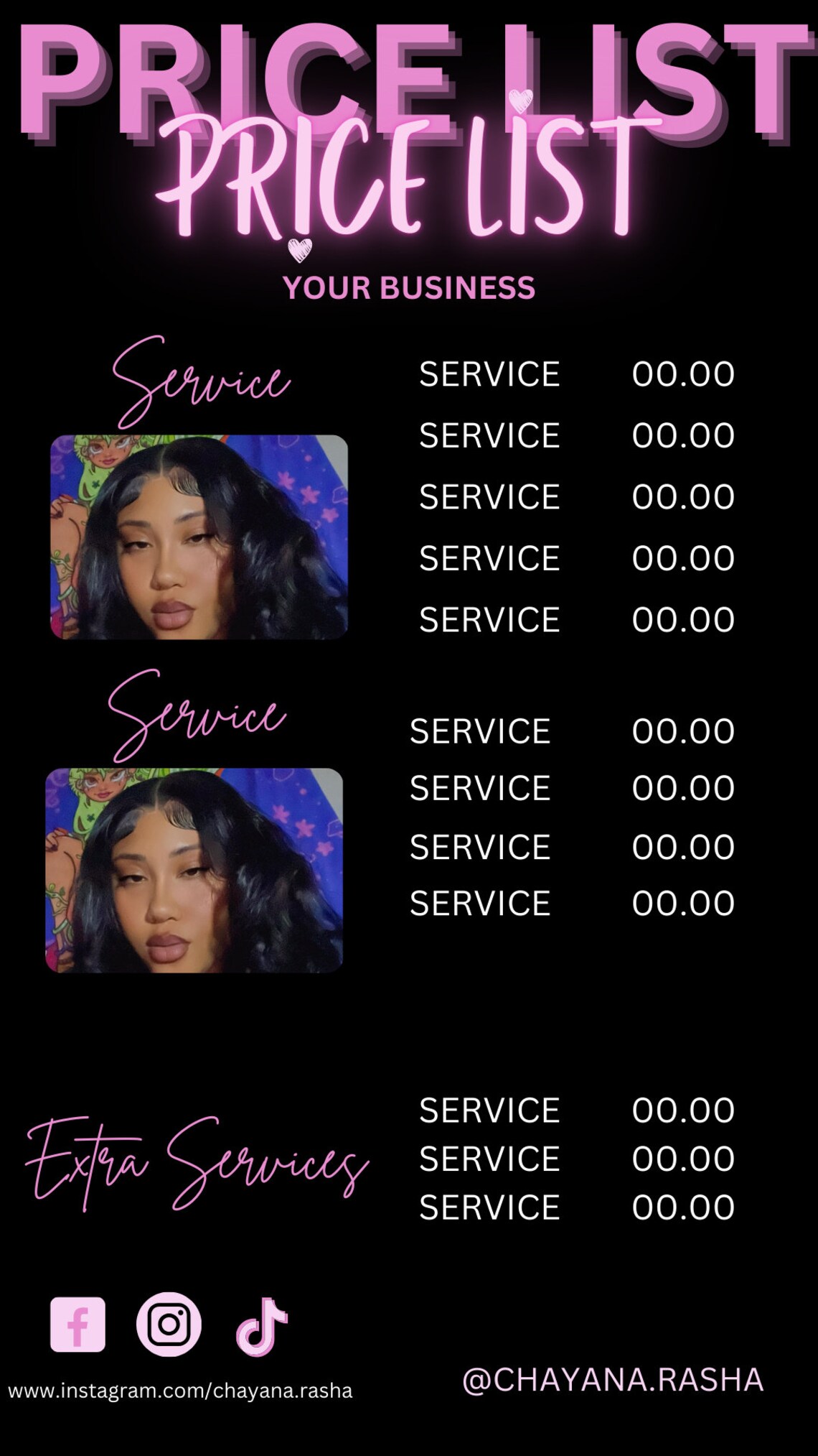 Price List Template, Price List Flyer, Price List, Hair Price List, Wig ...