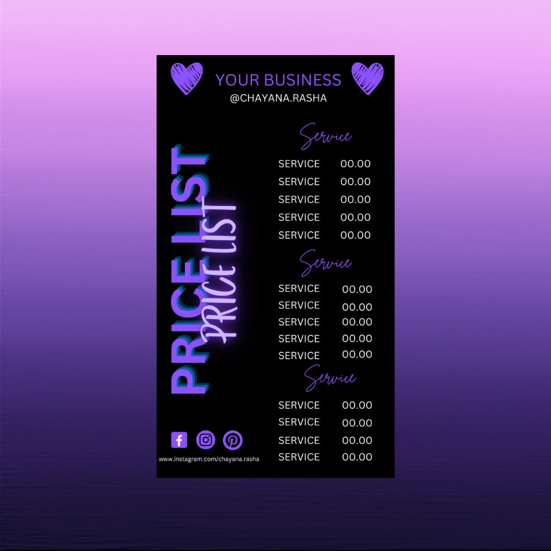 Price List Template, Price List Flyer, Price List, Hair Price List ...