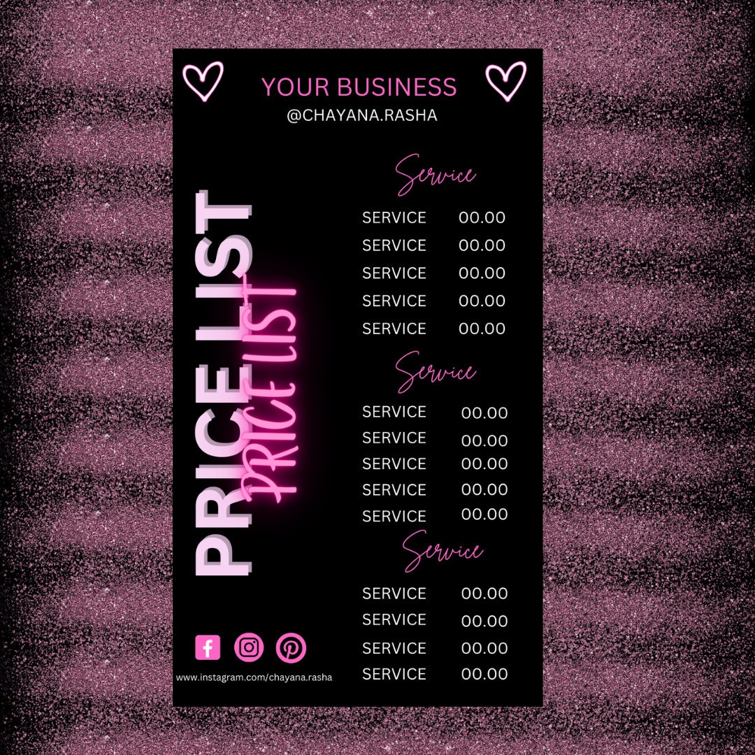 Price List Template, Price List Flyer, Price List, Hair Price List, Wig ...
