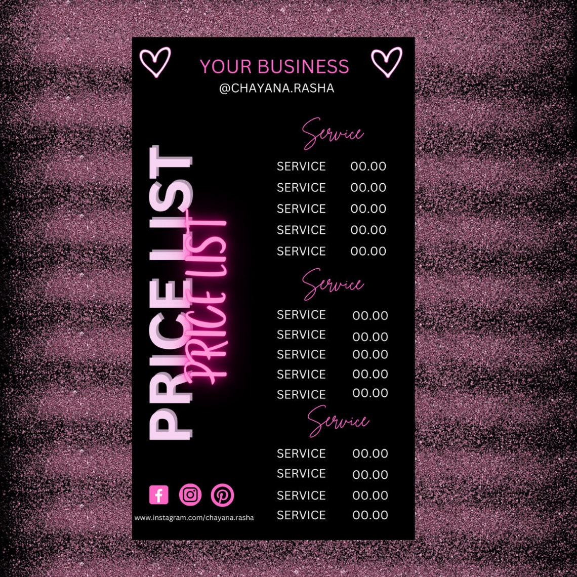Price List Template, Price List Flyer, Price List, Hair Price List, Wig ...