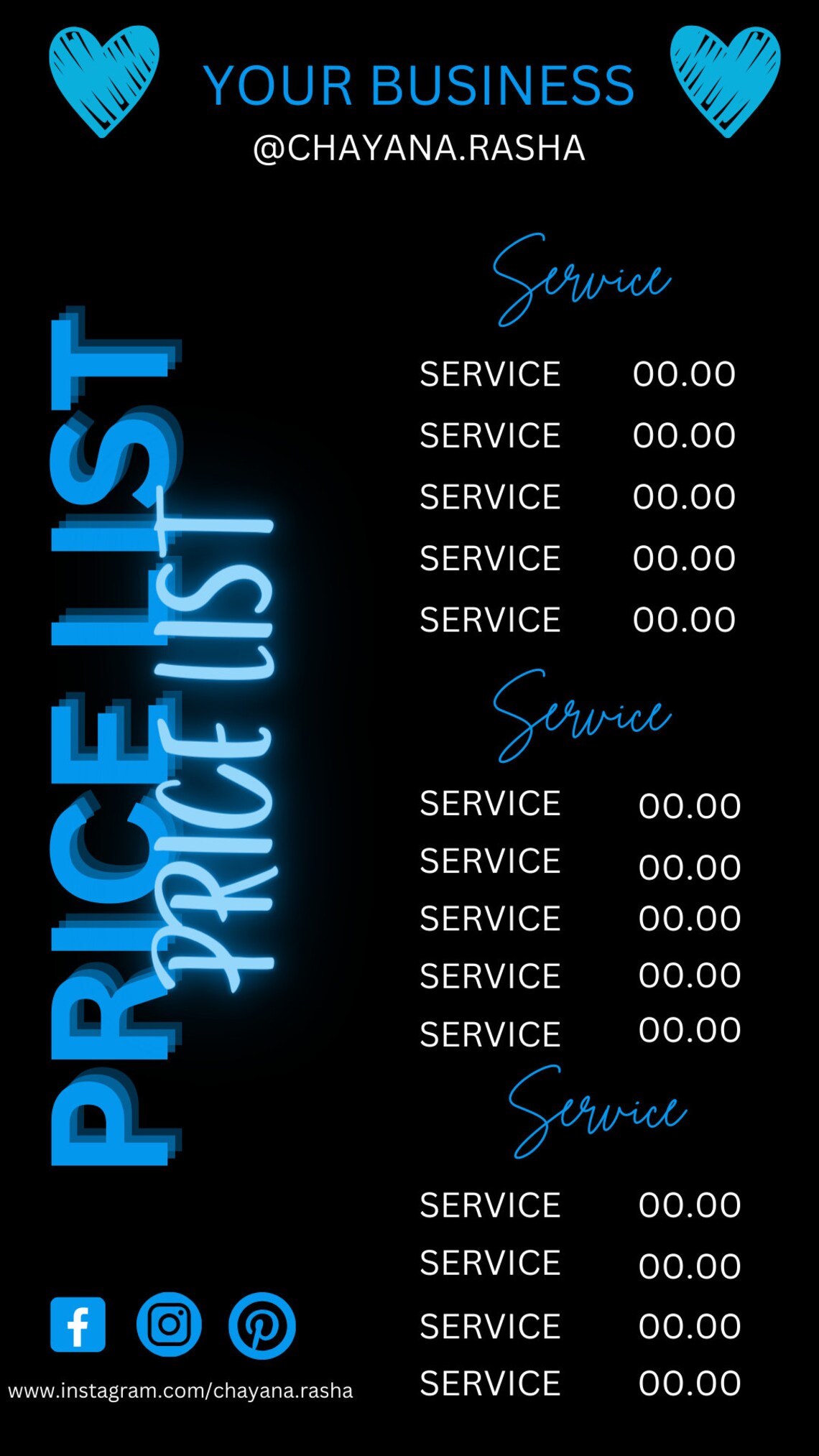 Price List Template, Price List Flyer, Price List, Hair Price List, Wig ...